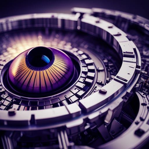 close up of a clockwork contact lens, purple iris, highly detailed - AI ...