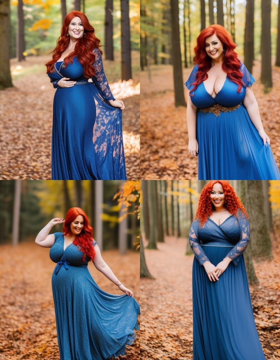 "full body Portrait of a 48 year old pretty, red-haired woman, heavy ...
