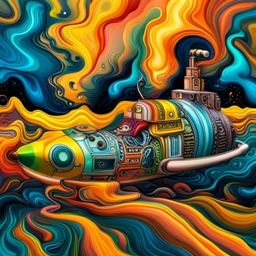 Psychedelic Submarine - AI Generated Artwork - NightCafe Creator