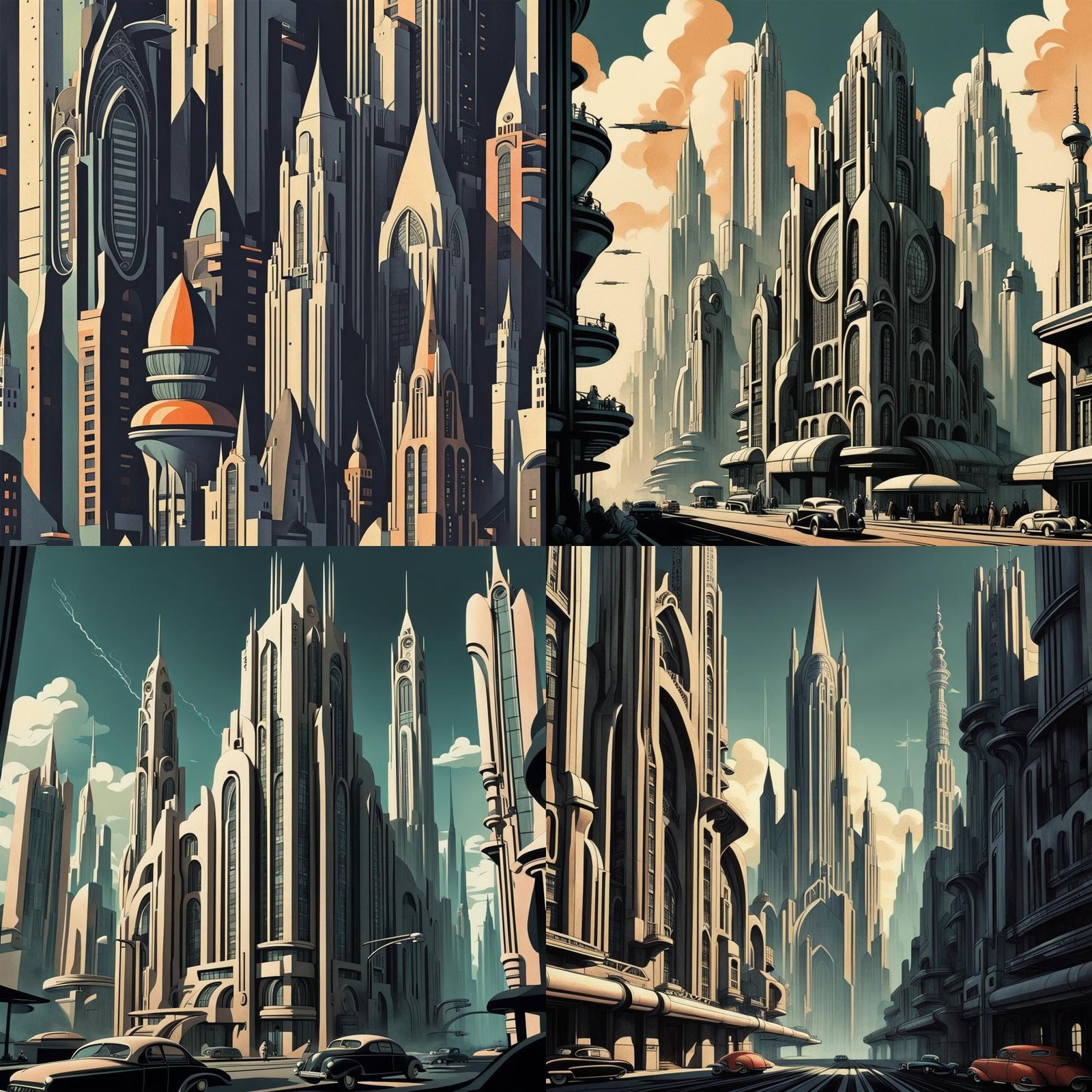 Art Deco retro future Gothic mega city - AI Generated Artwork ...