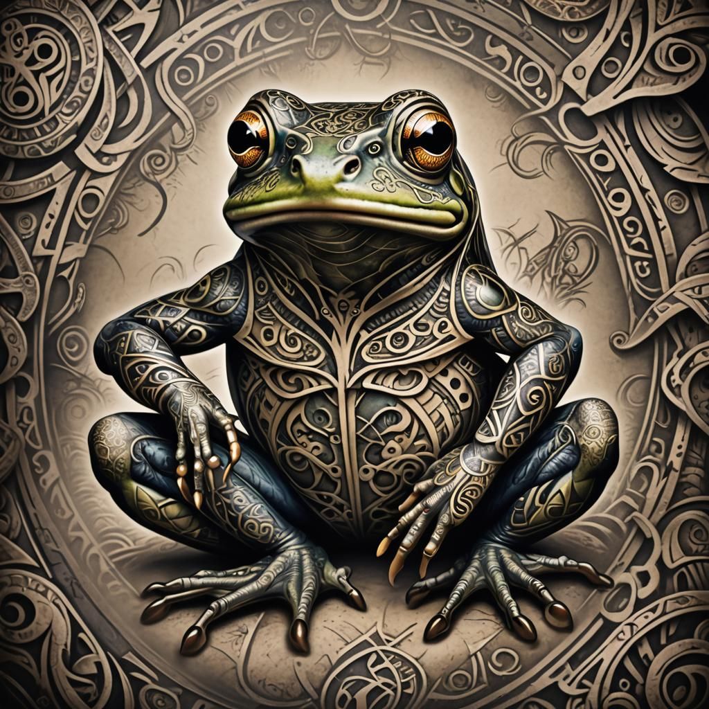 Frog tribal art tattoo - AI Generated Artwork - NightCafe Creator