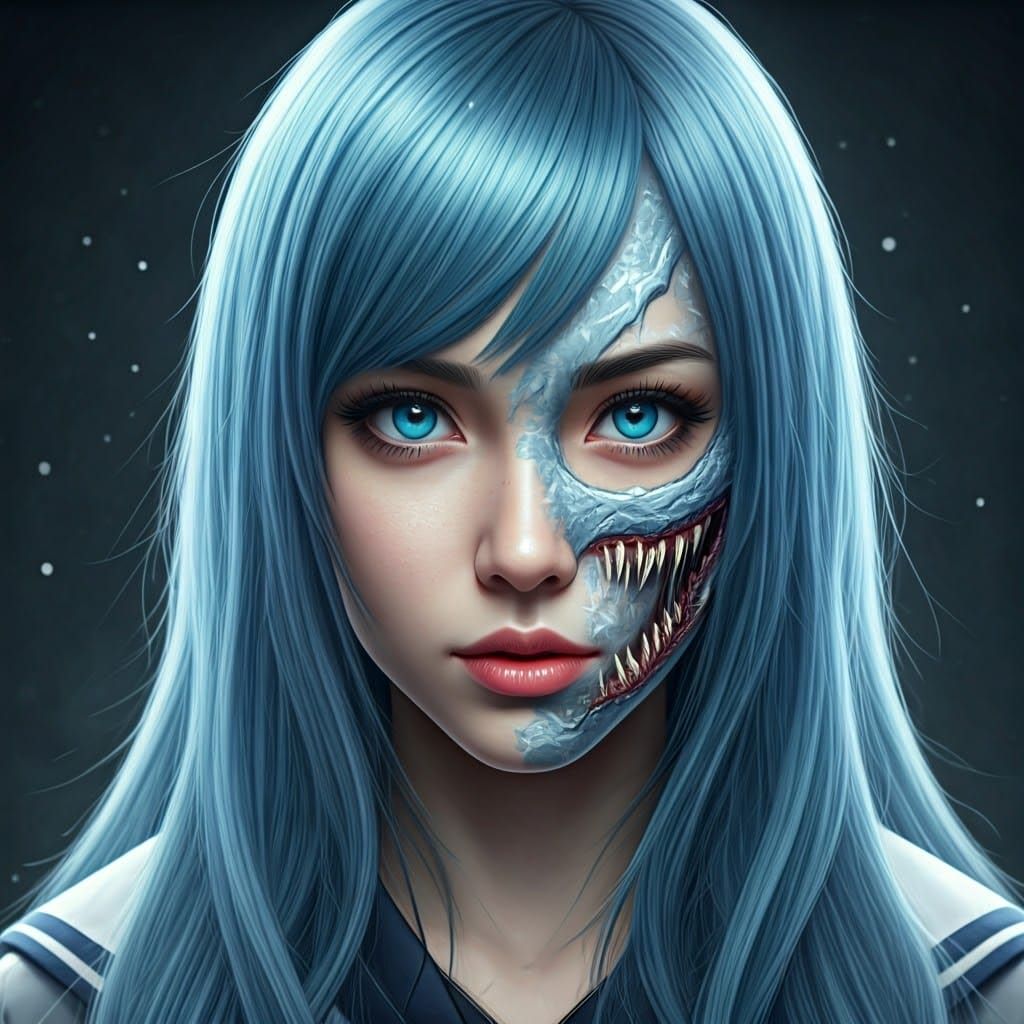 Hyperrealistic Portrait of a Magical Ice User - AI Art