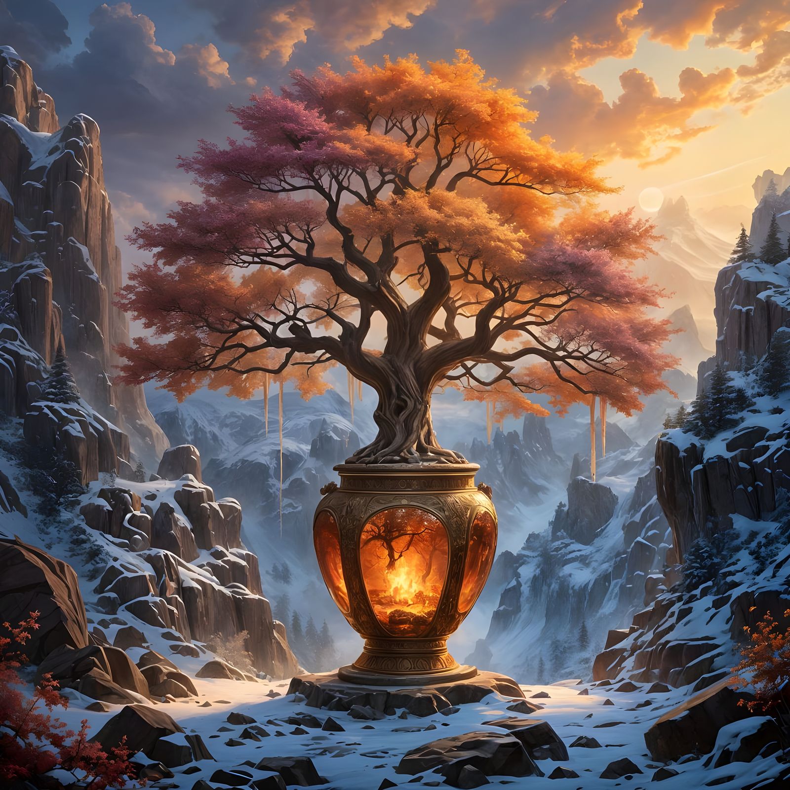 Tree of the eternal flame. - Magical Fire Tree on Persian Va...