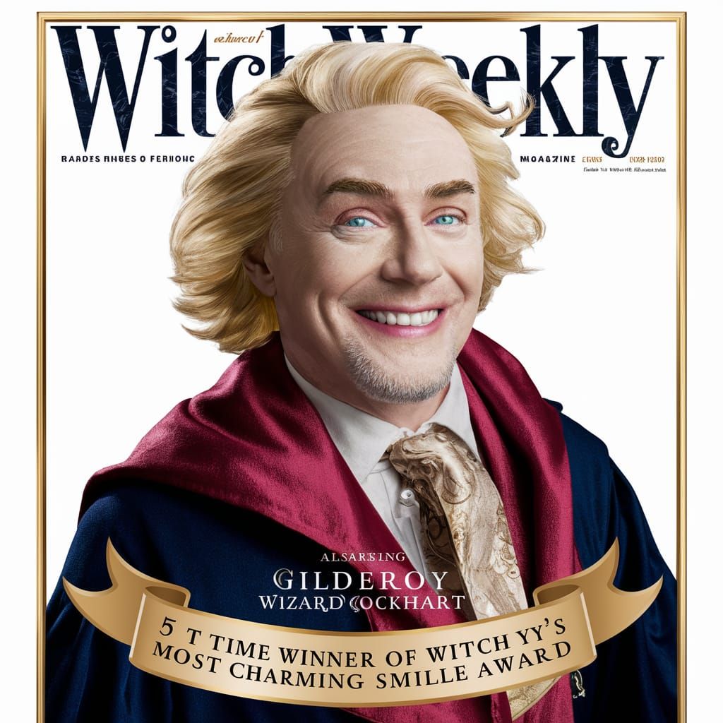 "Witch Weekly" magazine cover, glossy fashion magazine-style, big close ...