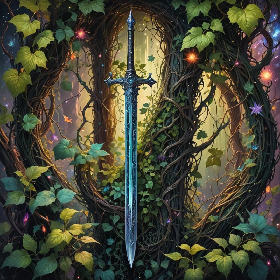 Sword Overgrown With Vines - AI Generated Artwork - NightCafe Creator