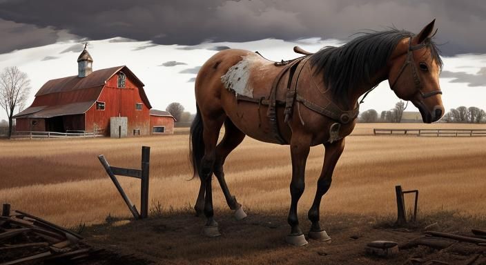 Imperfect Things, abandoned farm, runaway horse - AI Generated Artwork ...