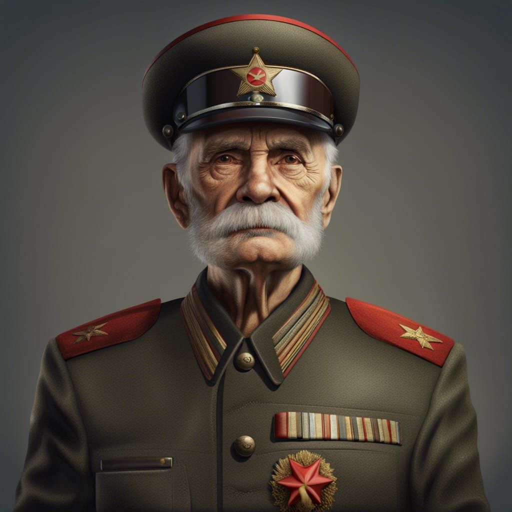 Old Soviet war veteran in his uniform, realistic - AI Generated Artwork ...