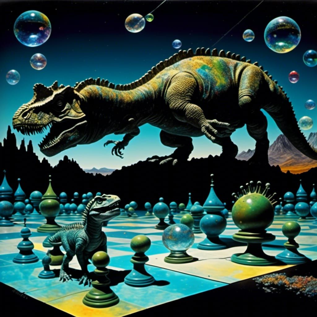 Playing Chess with Dinosaurs #2 - AI Generated Artwork - NightCafe Creator