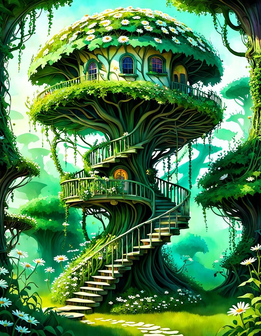 Fairy Treehouse - AI Generated Artwork - NightCafe Creator