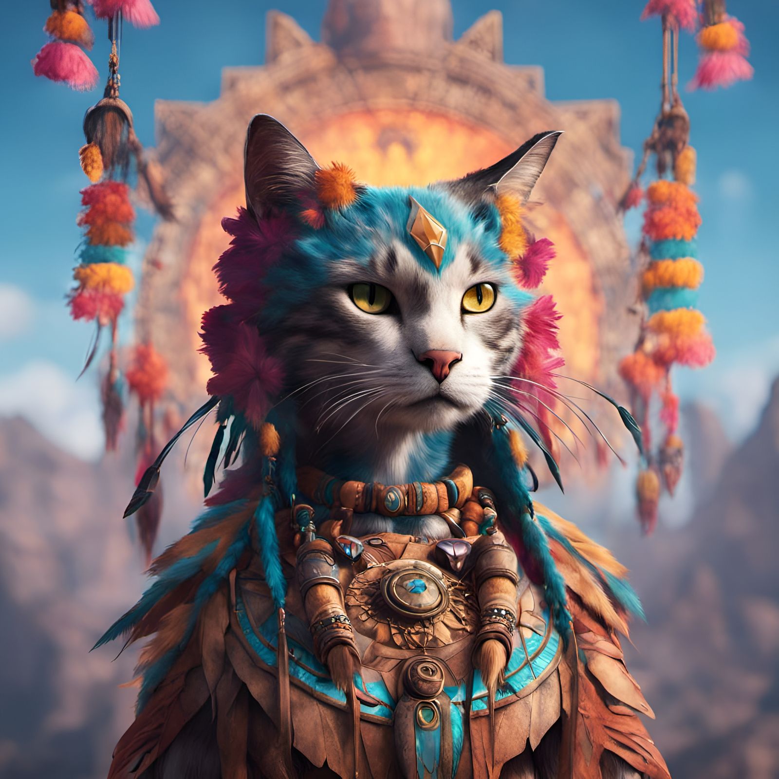 Native american cat princess - AI Generated Artwork - NightCafe Creator