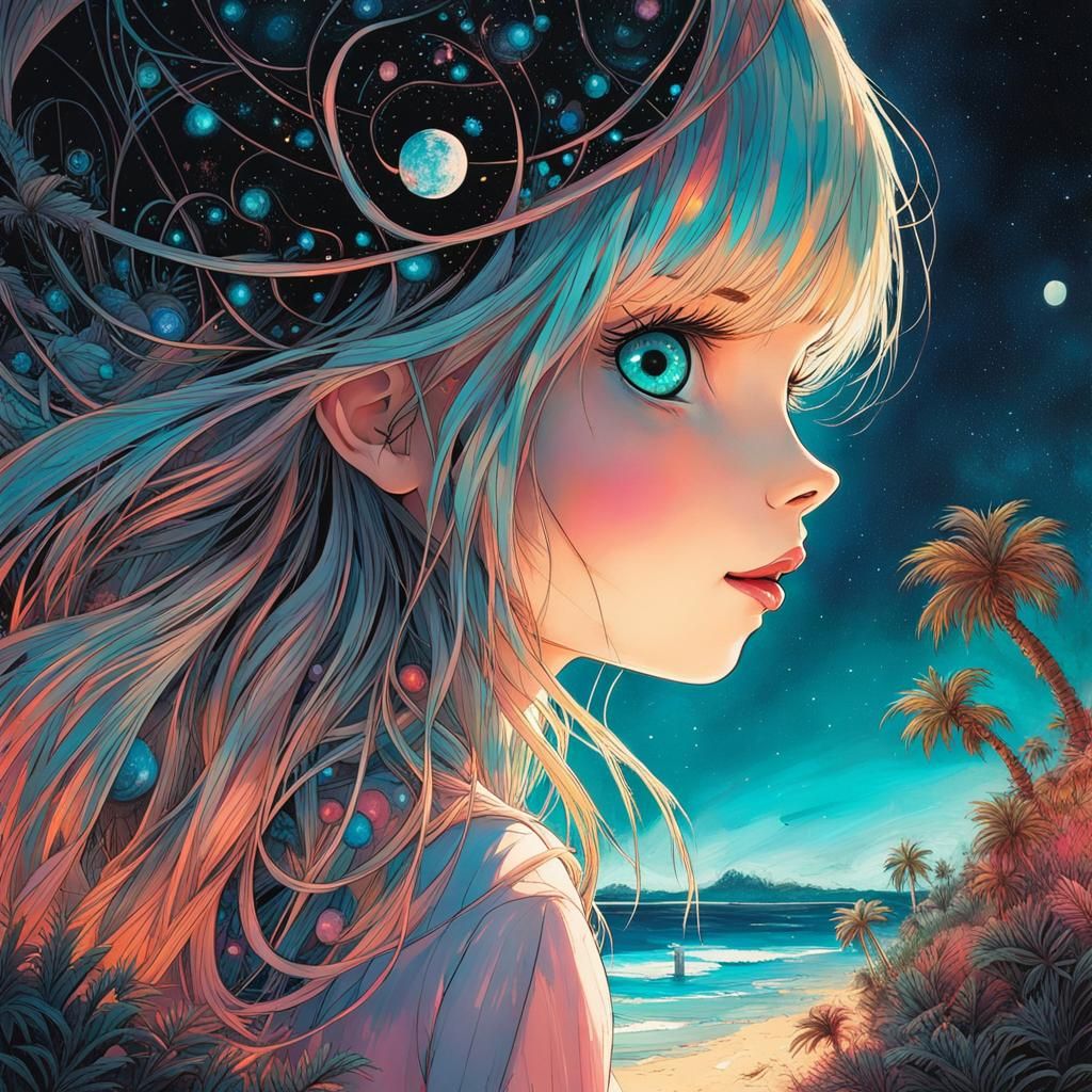 🌀🔮 cute_alice_from_alice_in_wonderland_facing_venus_on_bioluminescent ...