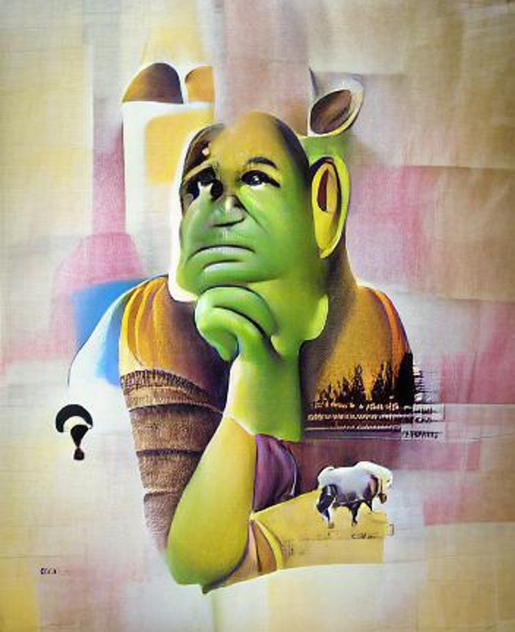 Shrek is lost in thought - AI Generated Artwork - NightCafe Creator