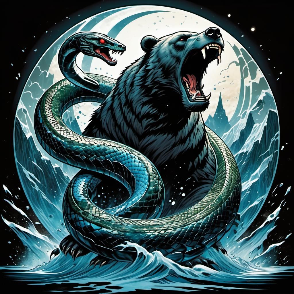 Epic Snake vs Bear - AI Generated Artwork - NightCafe Creator