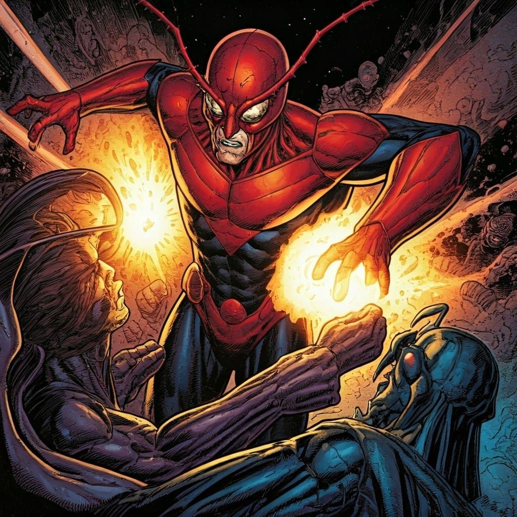 Vibrant Comic Book Scene of Insect Heroes in Actio... - AI Art