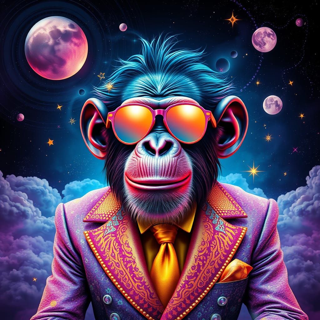 Funkified chimp - Funky Astral Chimp in Cosmic Suit