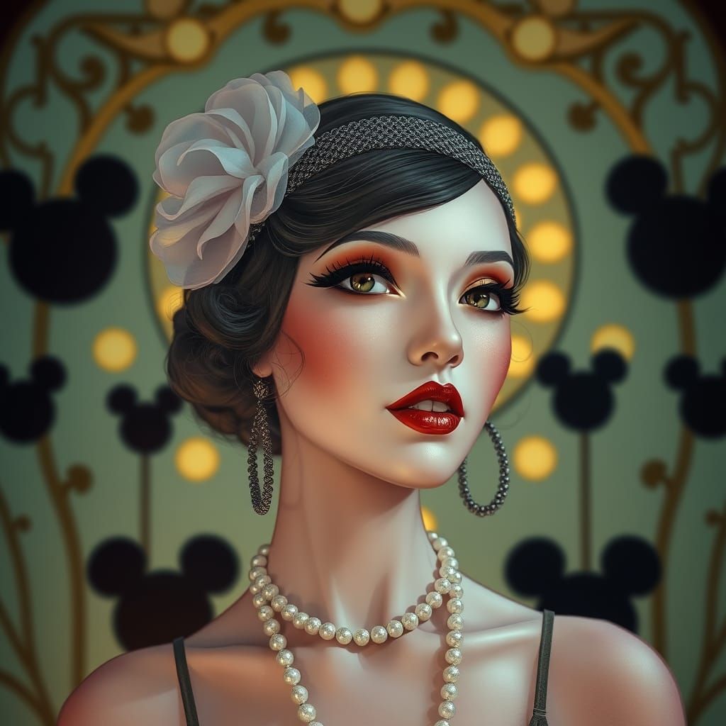 Vintage Disney Whimsy: Flapper Girl with Ethereal ... - AI Art