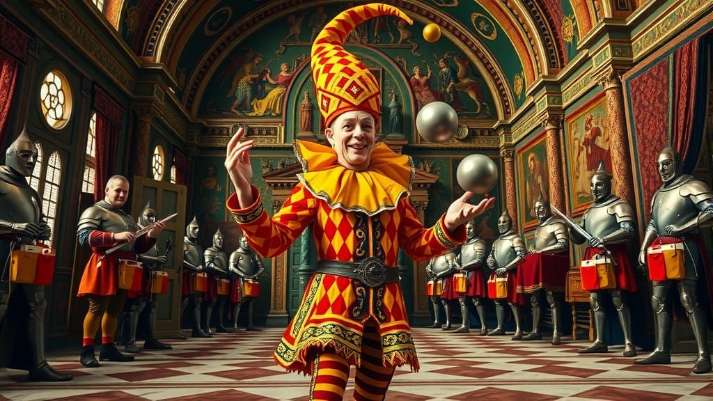 Medieval Jester in the Court - Medieval Jester in Lavish Cou...