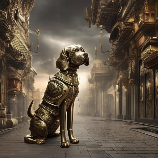A metallic dog in a metallic world- Daily challenge #54 - NightCafe