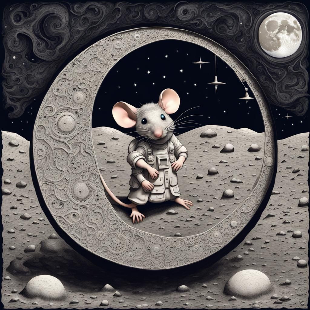 mouse has landed on the moon. extremely intricate - AI Generated ...