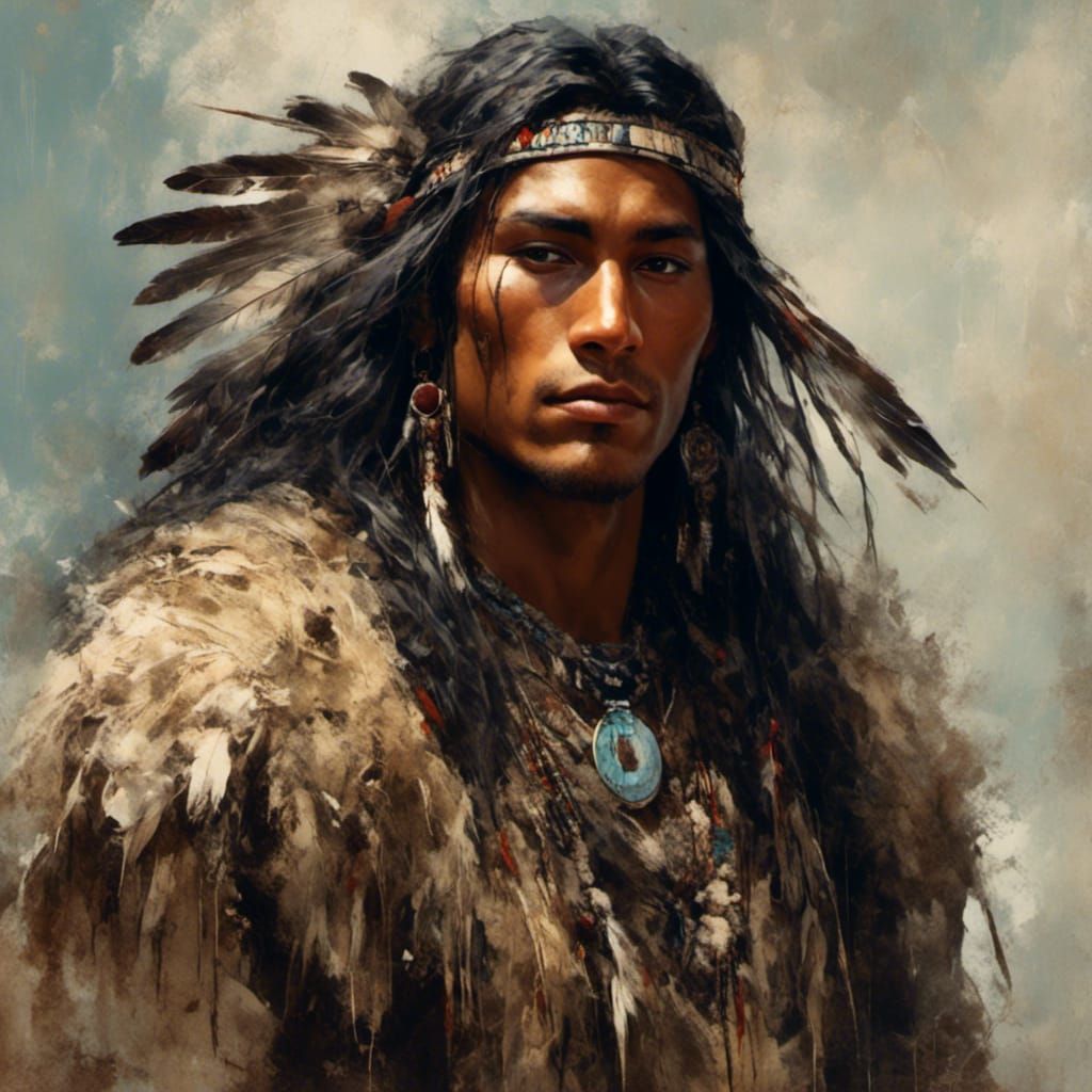 Native American - Graffiti Portrait of a Blind Native Ameri...