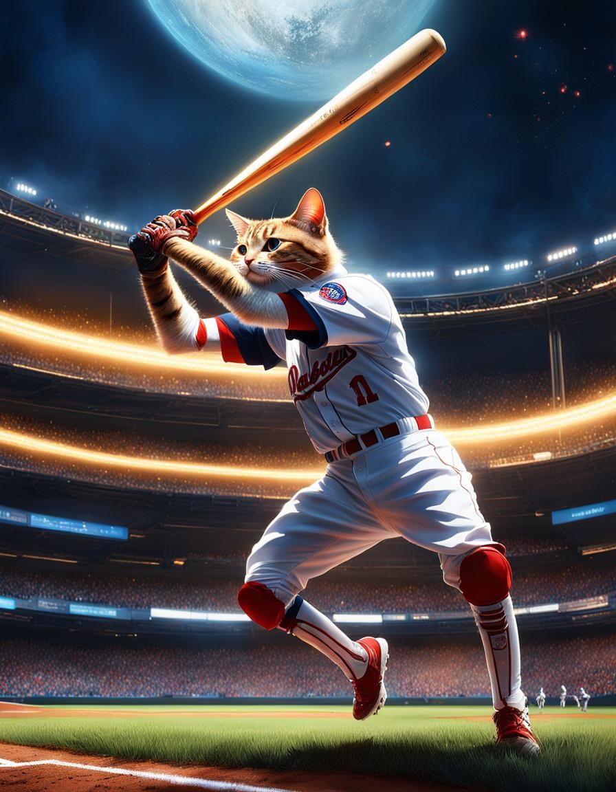 Cat playing during Baseball Match at Intergalactic Baseball Match - AI ...