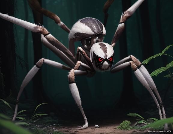 a white-tailed spider, stalking prey, in a forest - AI Generated ...