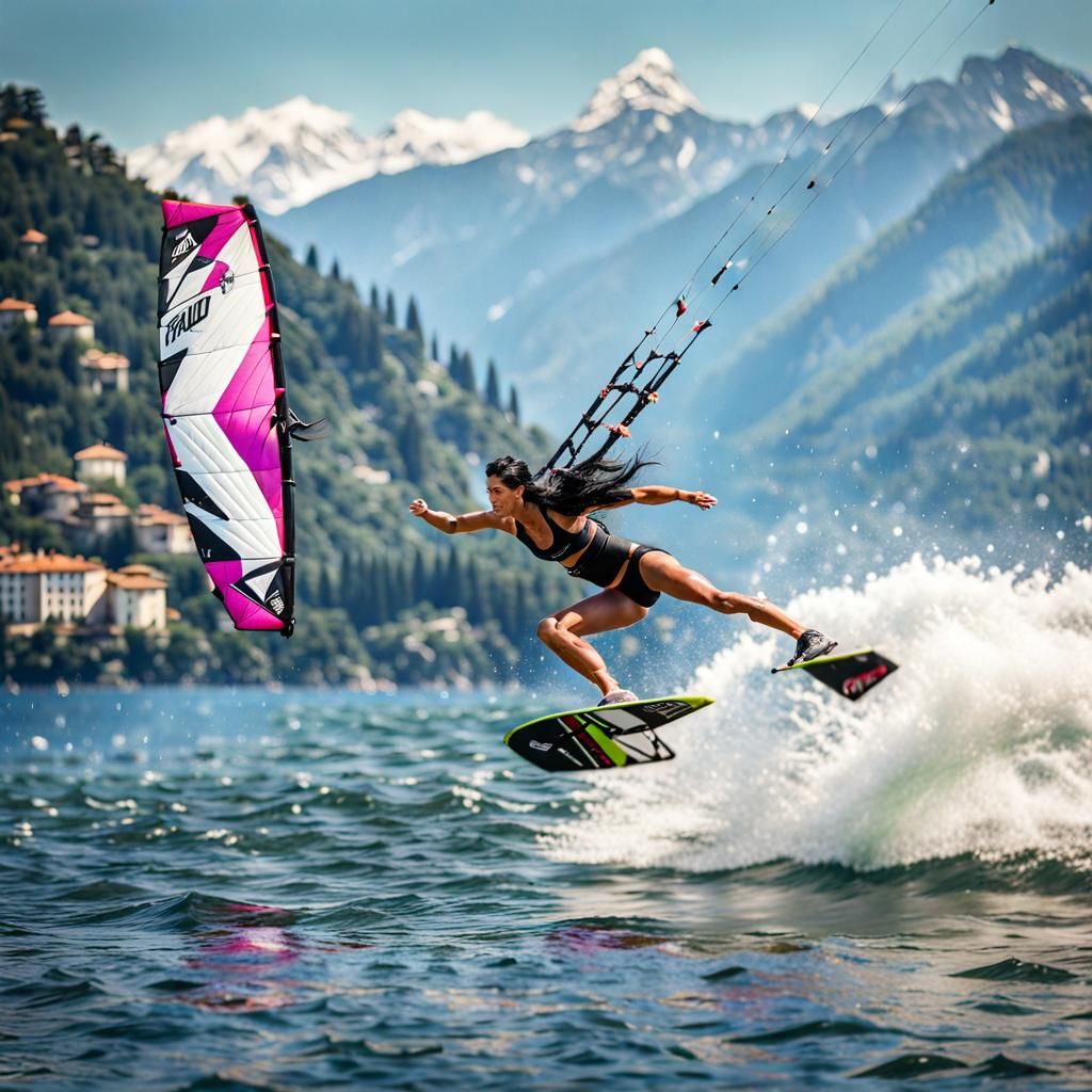 Kite surfing disaster on lake Como - AI Generated Artwork - NightCafe ...