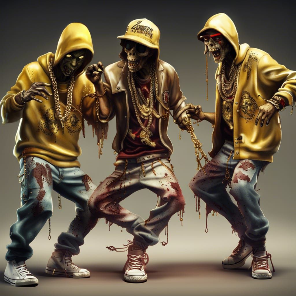Hip hop zombies, wearing gold chains , converse sneakers, hip hop ...