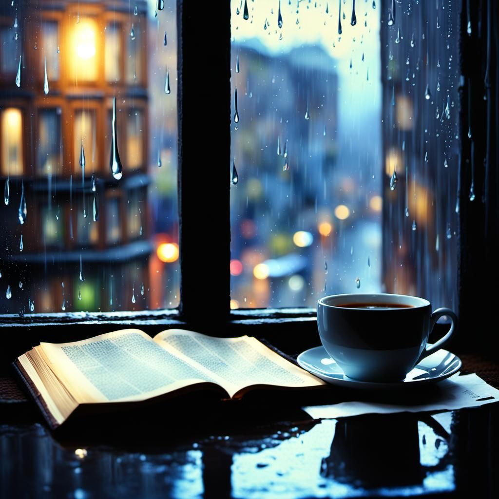 scenes portraying moments of solitude or introspection during a rainy ...