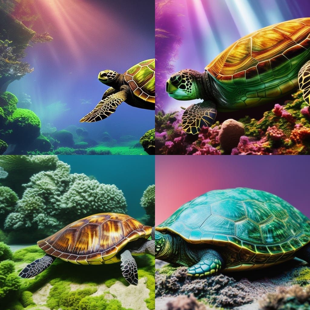 Turtle with moss Splash art Canaletto gouache Eldritch volumetric ...