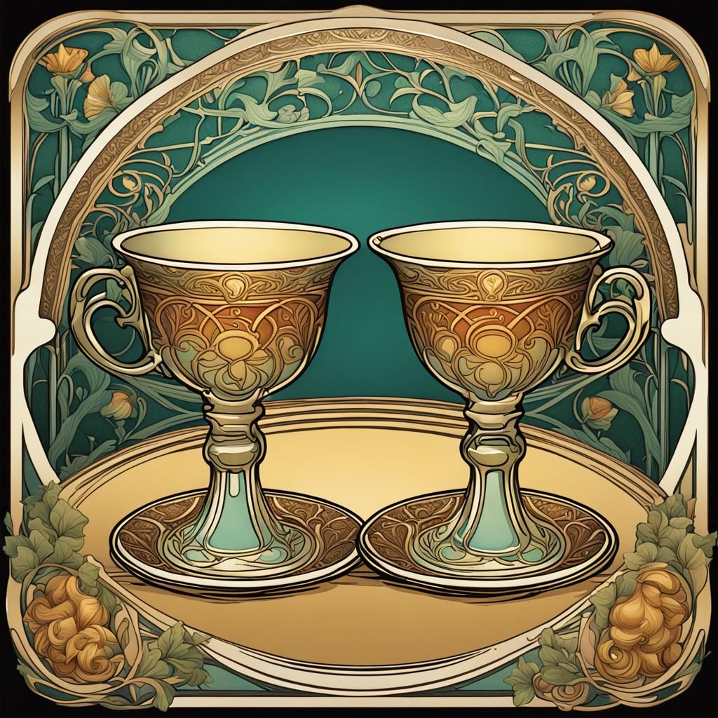Ttwo of cups, Alphonse Mucha style - AI Generated Artwork - NightCafe ...