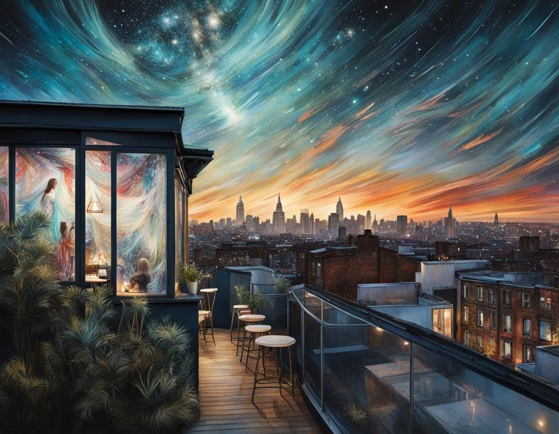 Date on the roof - AI Generated Artwork - NightCafe Creator