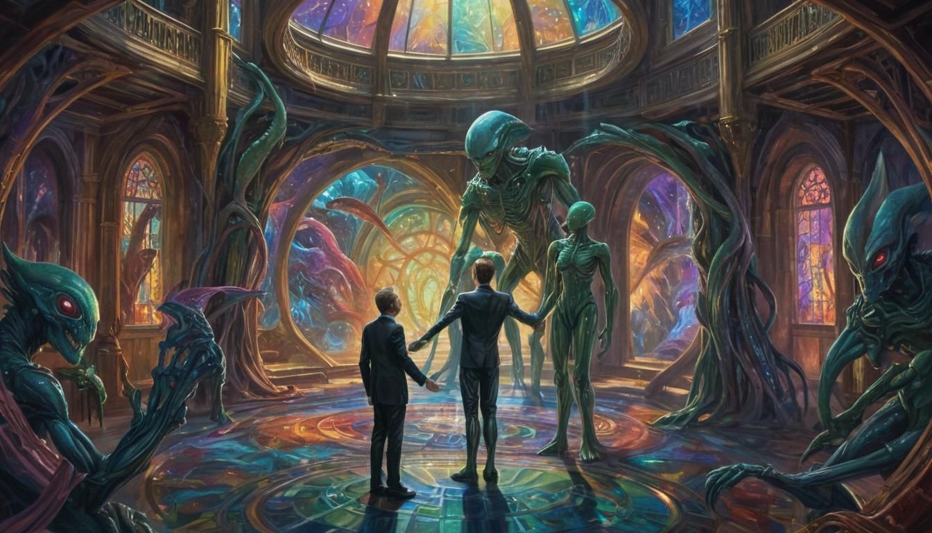 Human Diplomat Marries Alien Ambassador in a Galac... - AI Art