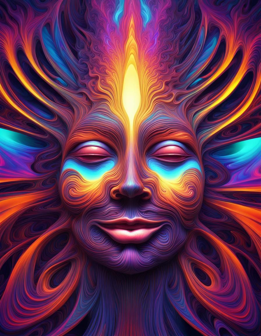 Looking Forward; Explosion Splash Art Face, liquid lines flowing in ...