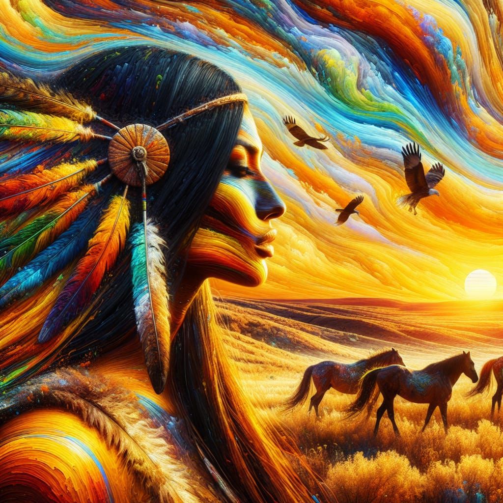 Women in harmony with Nature – Native American Woman – 1:1 Format 07 ...