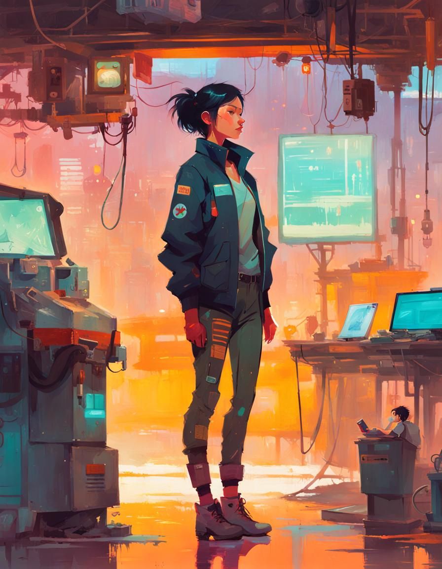 Cyberpunk mechanic (2 of 2) - AI Generated Artwork - NightCafe Creator