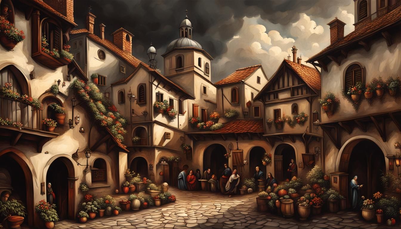 Renaissance village - Caravaggio - AI Generated Artwork - NightCafe Creator