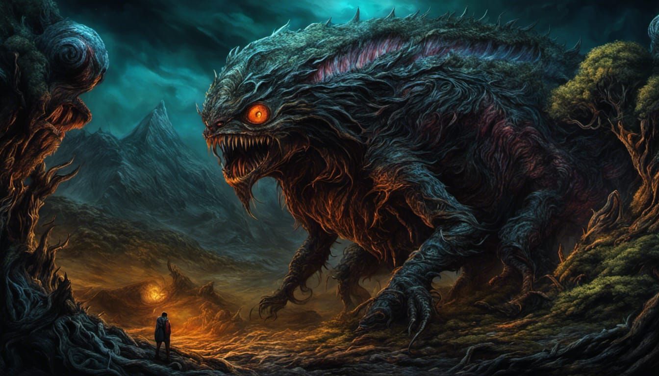 creature from nightmare, Fantasy living, breathing dreamscape, where ...