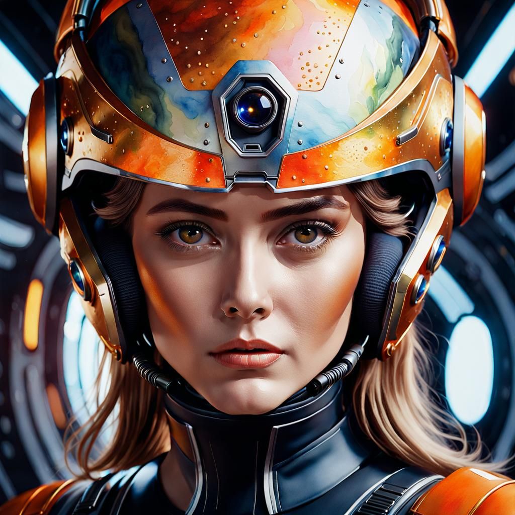 Space opera heroine with a pilot helmet - AI Generated Artwork ...