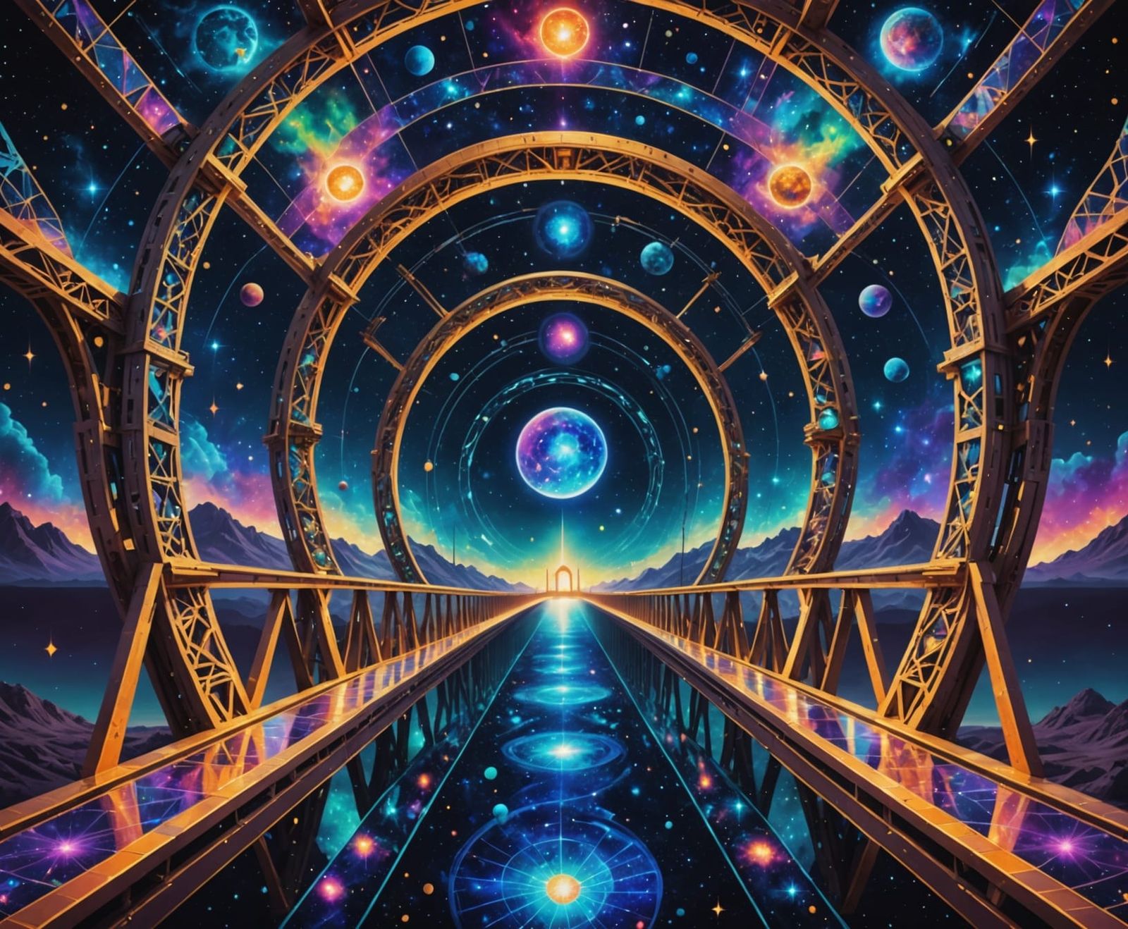 Astral Cosmic Bridge in Holographic Style - AI Art