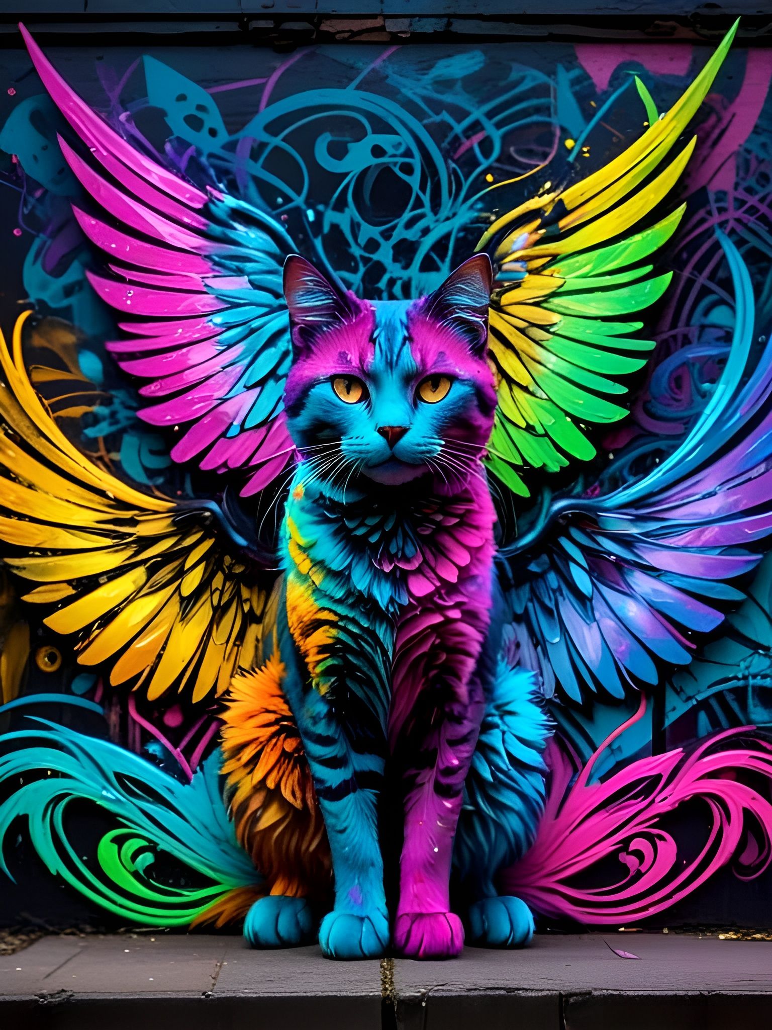 Graffiti of a winged cat - Graffiti of a winged cat