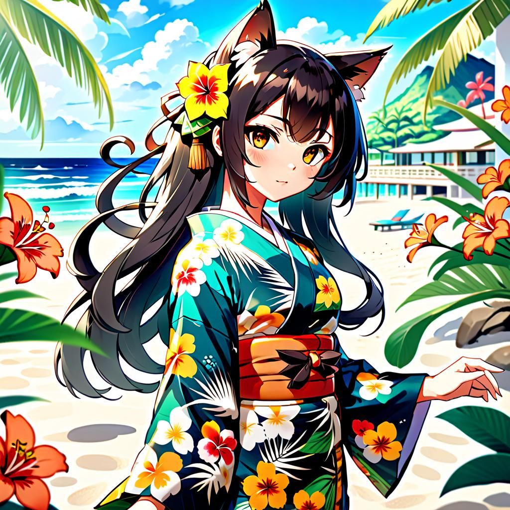 Kuro-Neko on the beach - AI Generated Artwork - NightCafe Creator