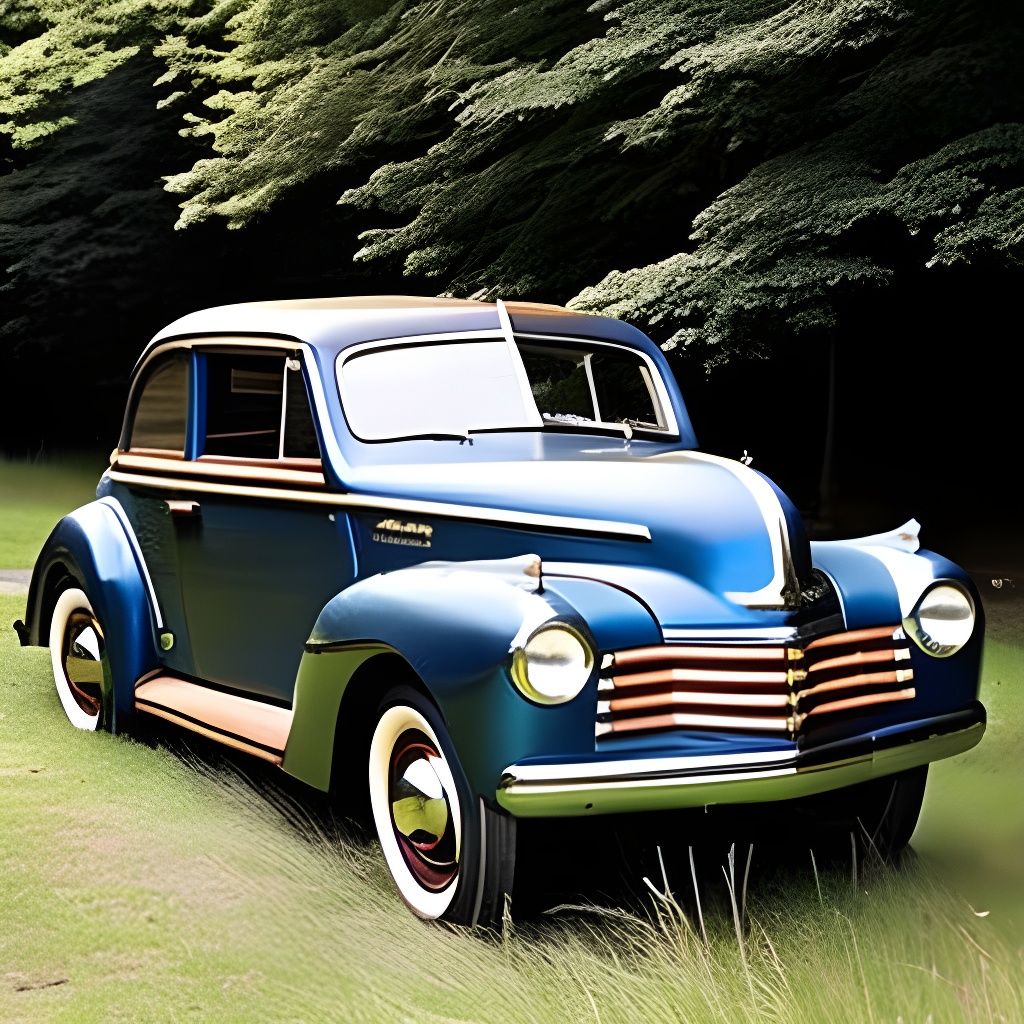 an old vintage blue car in dark wood - AI Generated Artwork - NightCafe ...