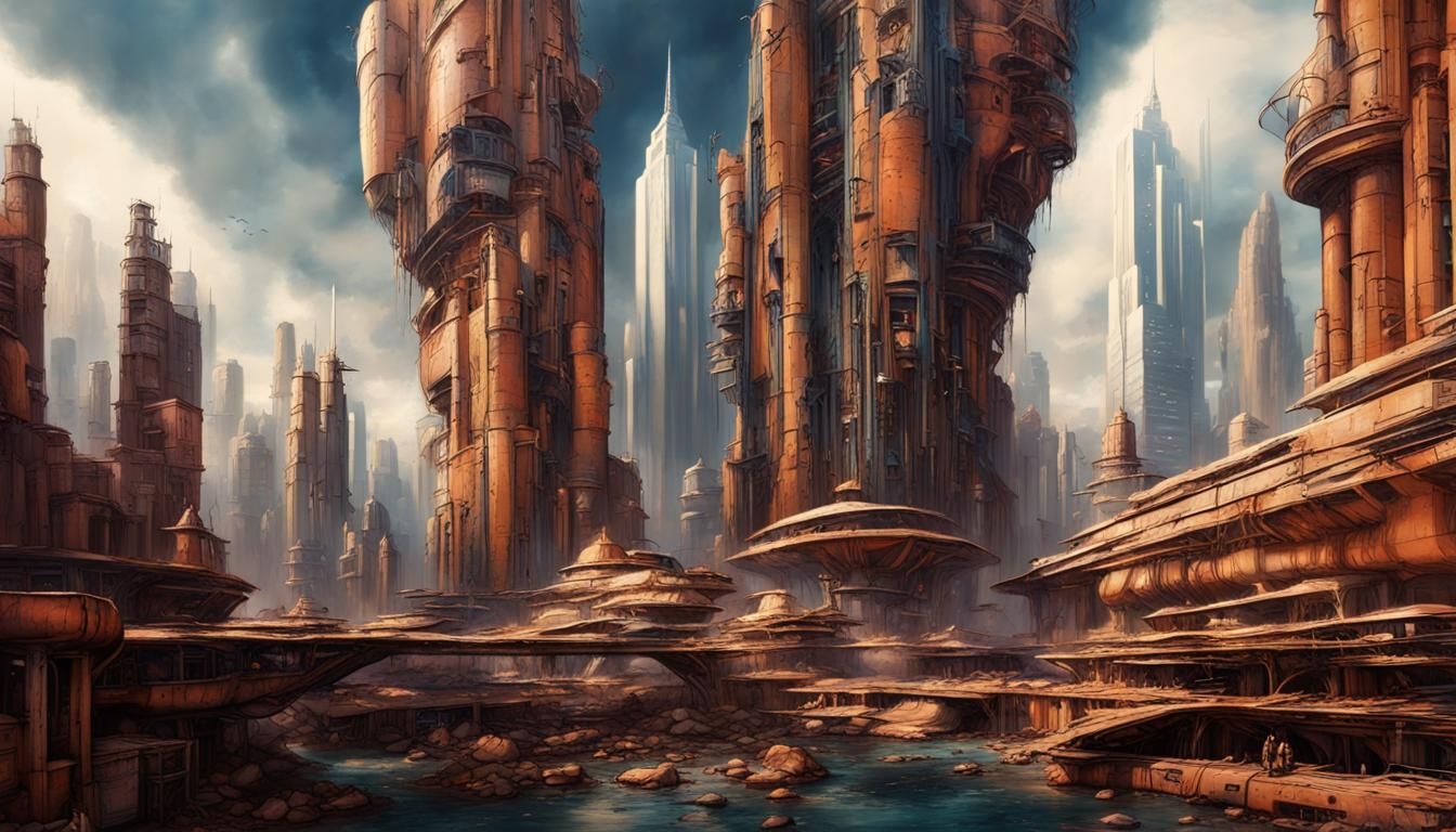 sci-fi cityscape - AI Generated Artwork - NightCafe Creator