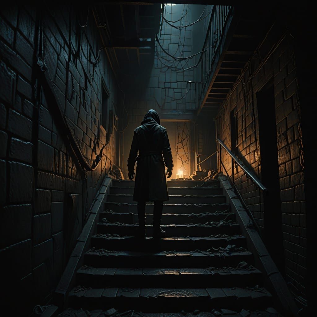 Dark Fantasy Basement Portal Scene in Cinematic St... - AI Art