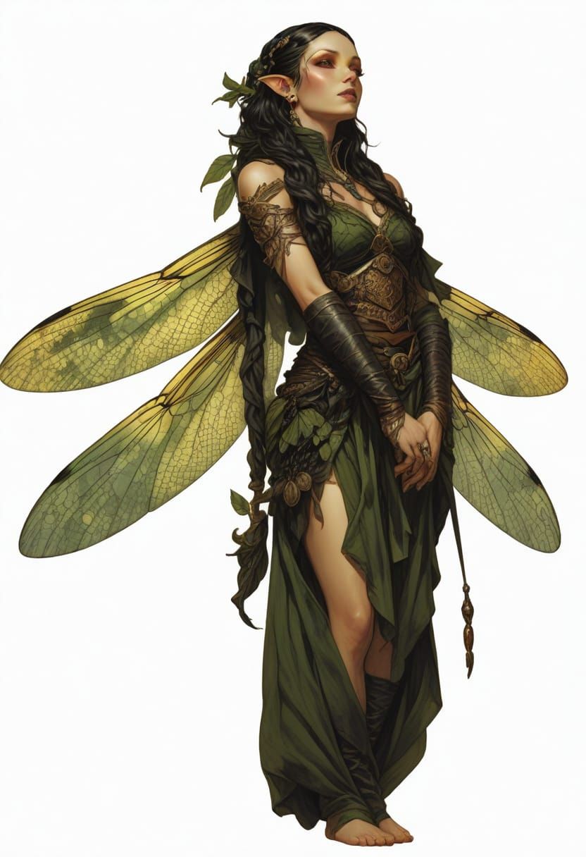 Alina, a Sylvan fey - Sylvan Snow Pixie with Dragonfly Wings...