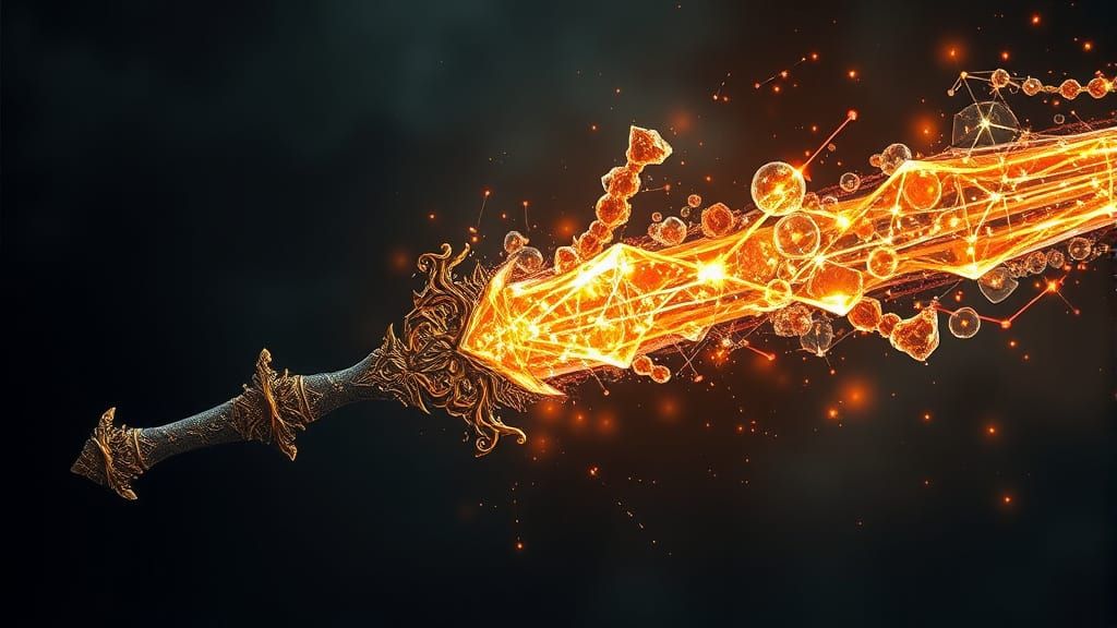 Sword of Elements in Epic Digital Splendor - AI Art