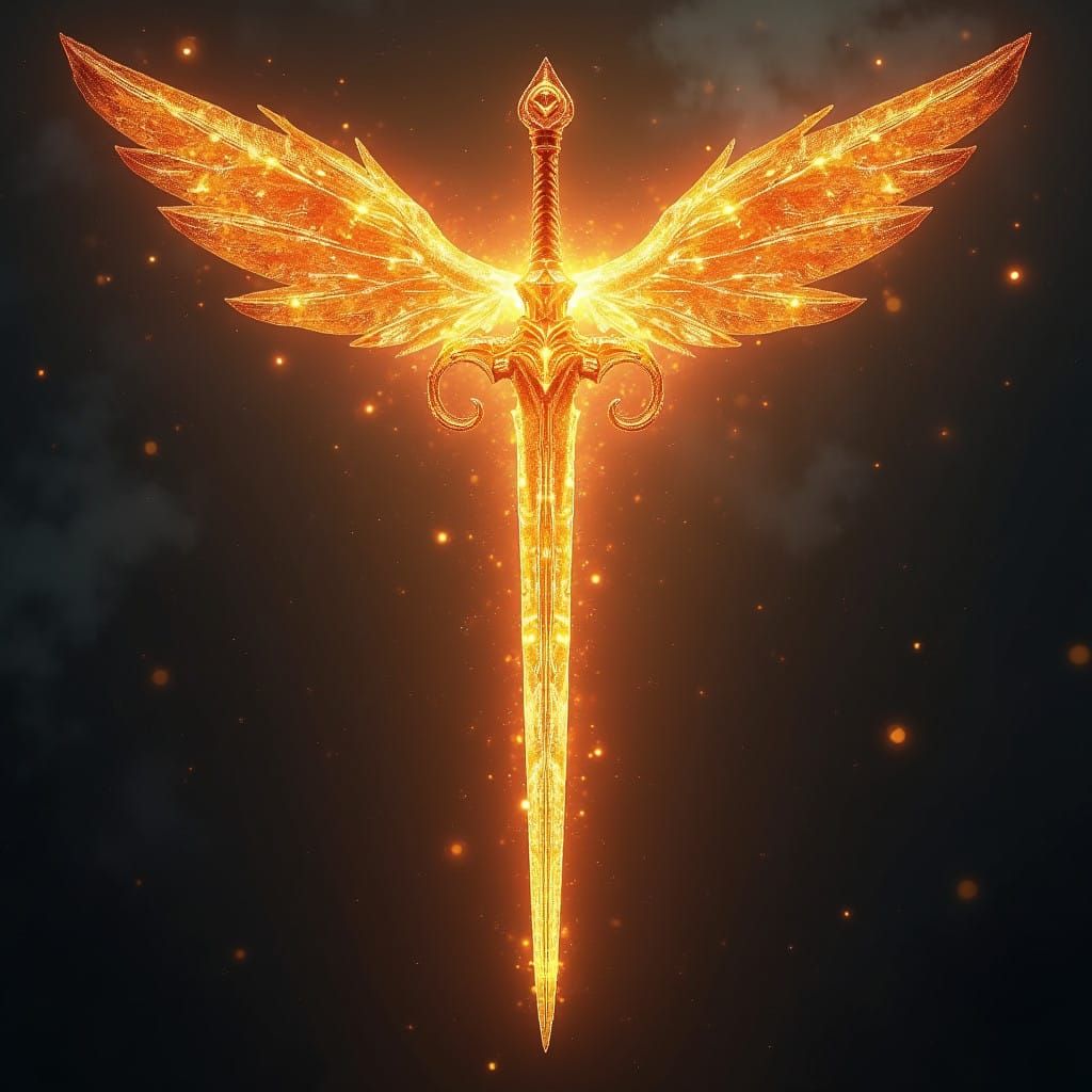 Divine Fae Sword Radiates Holy Fury - AI Art