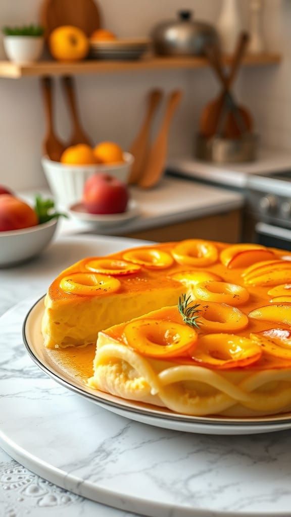 Peach Flan with Ring Pasta in a Chic Modern Kitche... - AI Art