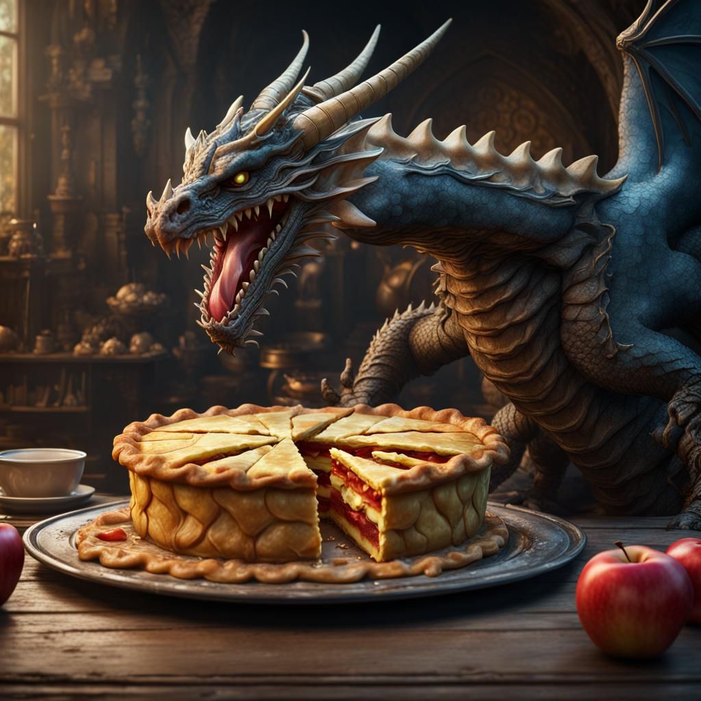 dragon with a slice of apple pie for a head - AI Generated Artwork ...